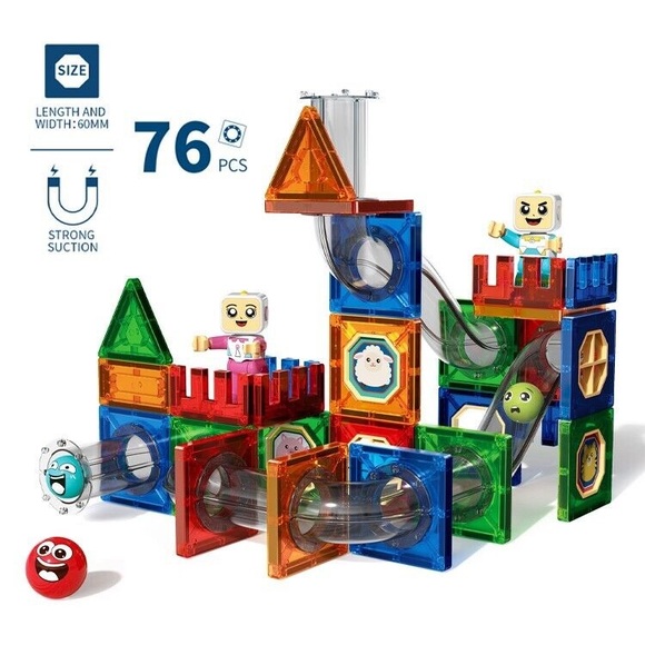 Toys | Magnet Building Block With Marble Run Set 76 Pieces Mundo Toys ...
